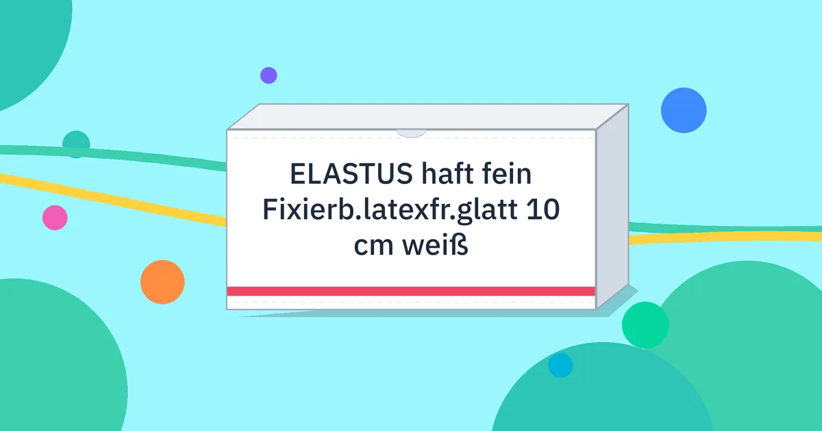 Symbolbild: Packung mit der Aufschrift ELASTUS haft fein Fixierb.latexfr.glatt 10 cm weiß (PZN 10413737) – Verfügbarkeit und Bezug in Apotheken in Frankfurt am Main