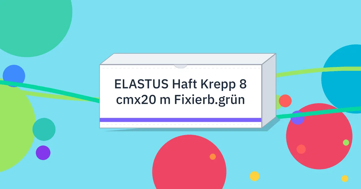 Symbolbild: Packung mit der Aufschrift ELASTUS Haft Krepp 8 cmx20 m Fixierb.grün (PZN 02741841) – Verfügbarkeit und Bezug in Apotheken in Frankfurt am Main