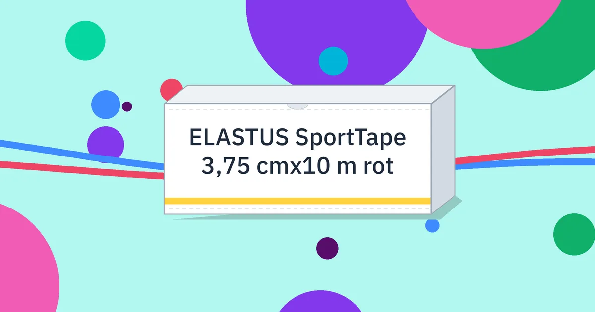 Symbolbild: Packung mit der Aufschrift ELASTUS SportTape 3,75 cmx10 m rot (PZN 12868519) – Verfügbarkeit und Bezug in Apotheken in Frankfurt am Main