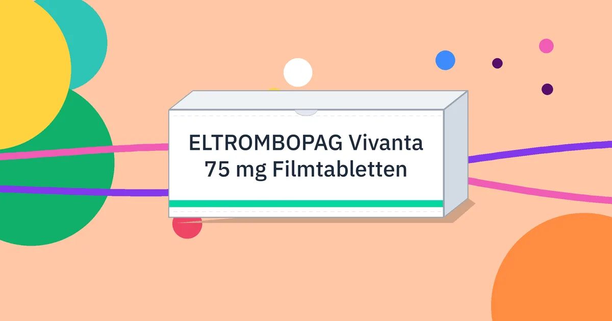 Symbolbild: Packung mit der Aufschrift ELTROMBOPAG Vivanta 75 mg Filmtabletten (PZN 19831436) – Verfügbarkeit und Bezug in Apotheken in Frankfurt am Main