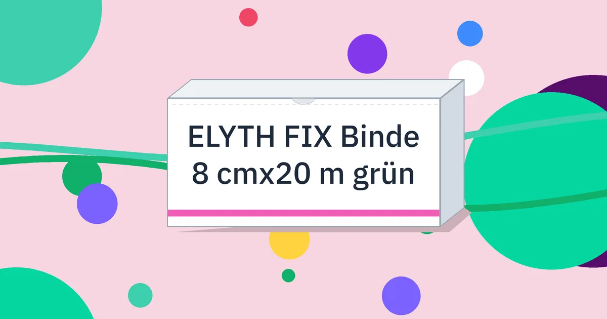 Symbolbild: Packung mit der Aufschrift ELYTH FIX Binde 8 cmx20 m grün (PZN 10537669) – Verfügbarkeit und Bezug in Apotheken in Frankfurt am Main