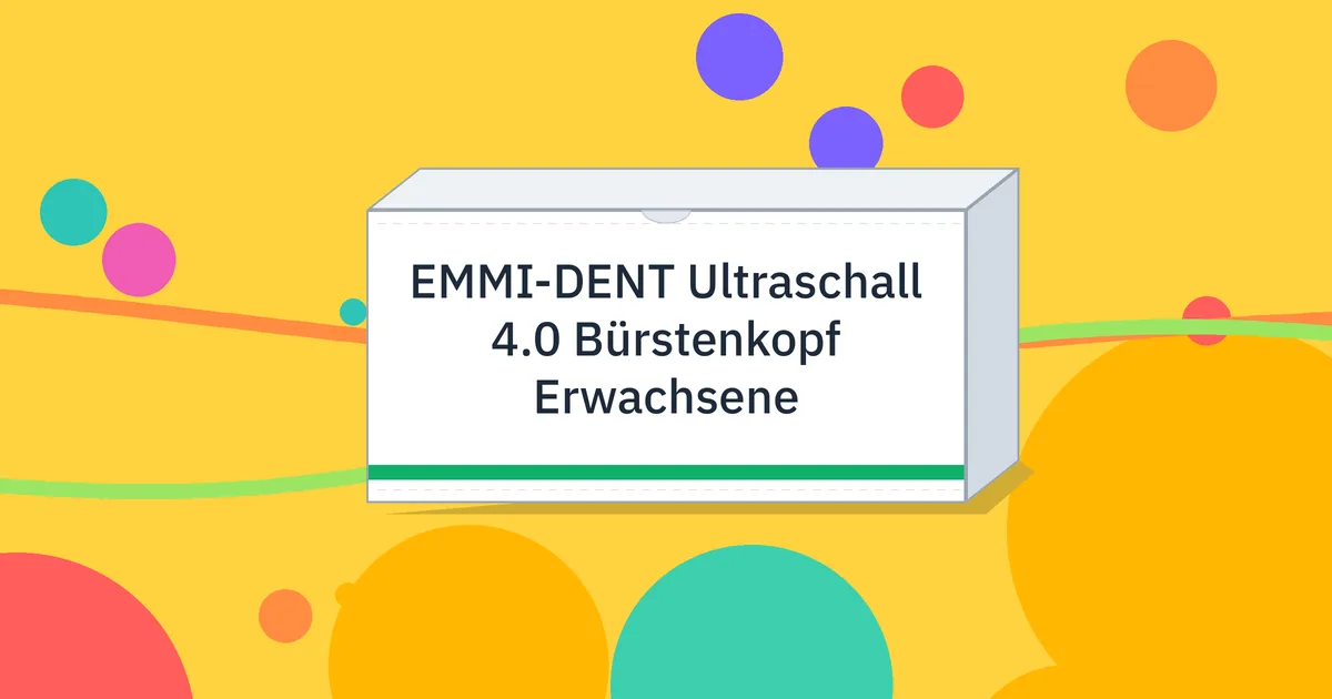 Symbolbild: Packung mit der Aufschrift EMMI-DENT Ultraschall 4.0 Bürstenkopf Erwachsene (PZN 13914902) – Verfügbarkeit und Bezug in Apotheken in Frankfurt am Main