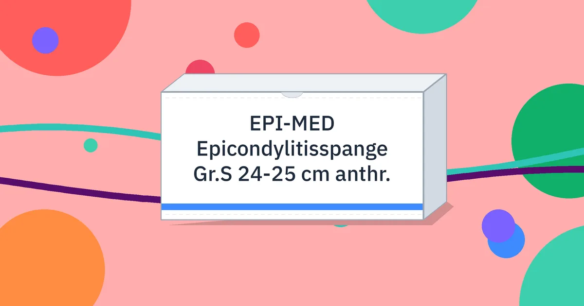 Symbolbild: Packung mit der Aufschrift EPI-MED Epicondylitisspange Gr.S 24-25 cm anthr. (PZN 11080568) – Verfügbarkeit und Bezug in Apotheken in Frankfurt am Main