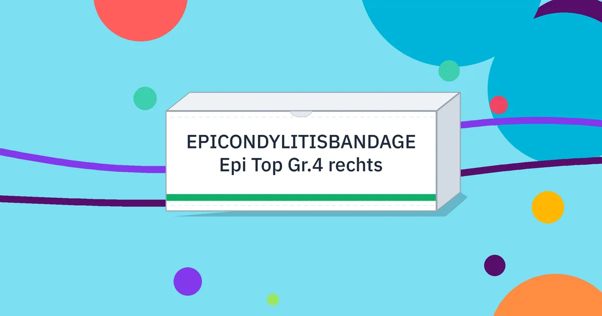 Symbolbild: Packung mit der Aufschrift EPICONDYLITISBANDAGE Epi Top Gr.4 rechts (PZN 05044433) – Verfügbarkeit und Bezug in Apotheken in Frankfurt am Main
