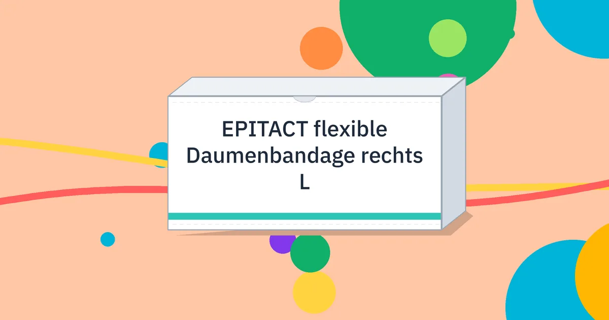 Symbolbild: Packung mit der Aufschrift EPITACT flexible Daumenbandage rechts L (PZN 14290208) – Verfügbarkeit und Bezug in Apotheken in Frankfurt am Main