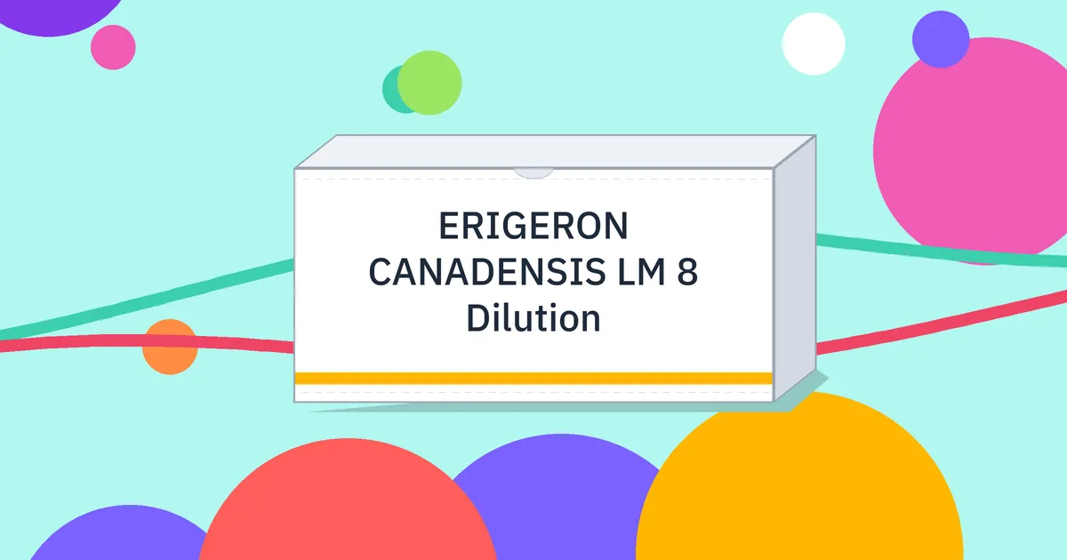 Symbolbild: Packung mit der Aufschrift ERIGERON CANADENSIS LM 8 Dilution (PZN 13478074) – Verfügbarkeit und Bezug in Apotheken in Frankfurt am Main