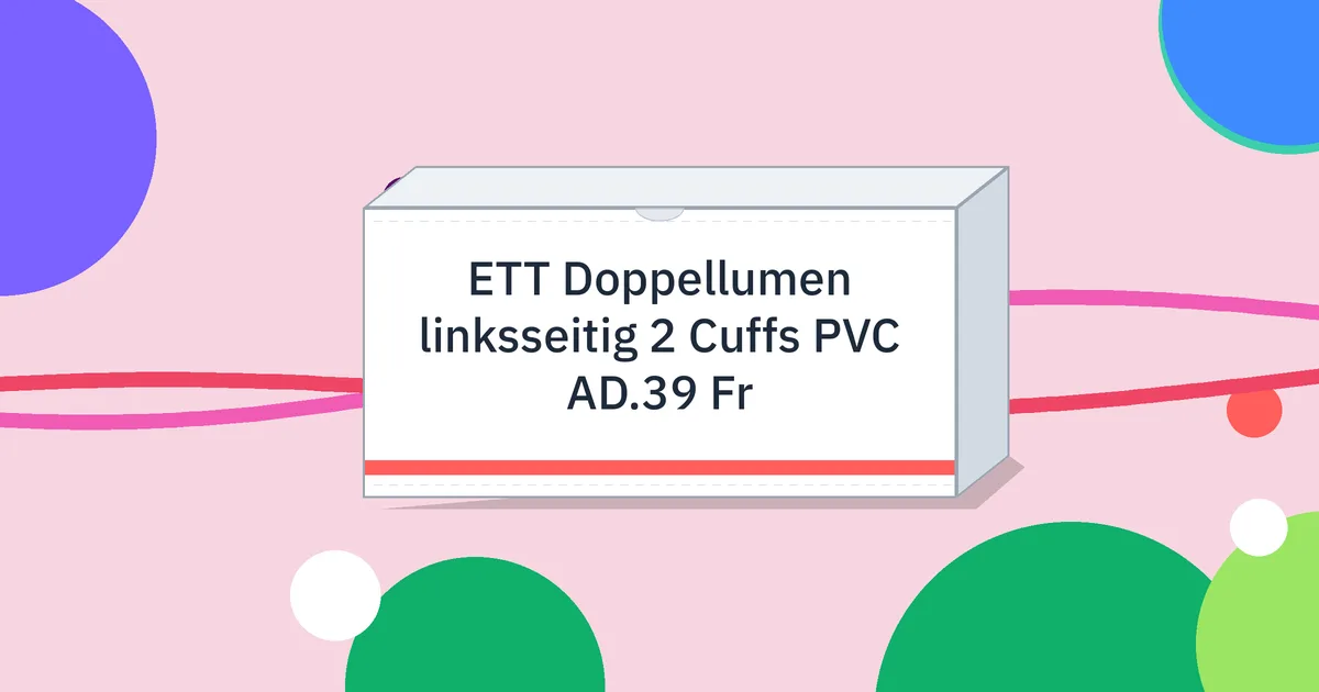 Symbolbild: Packung mit der Aufschrift ETT Doppellumen linksseitig 2 Cuffs PVC AD.39 Fr (PZN 19121545) – Verfügbarkeit und Bezug in Apotheken in Frankfurt am Main
