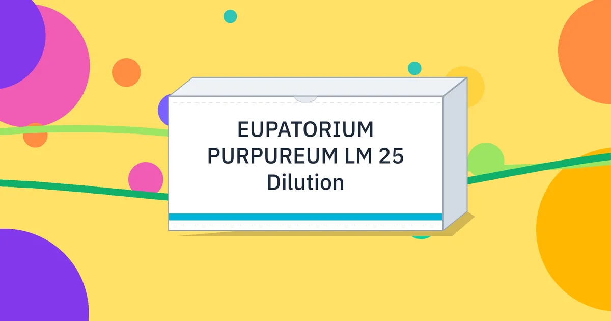 Symbolbild: Packung mit der Aufschrift EUPATORIUM PURPUREUM LM 25 Dilution (PZN 13481538) – Verfügbarkeit und Bezug in Apotheken in Frankfurt am Main