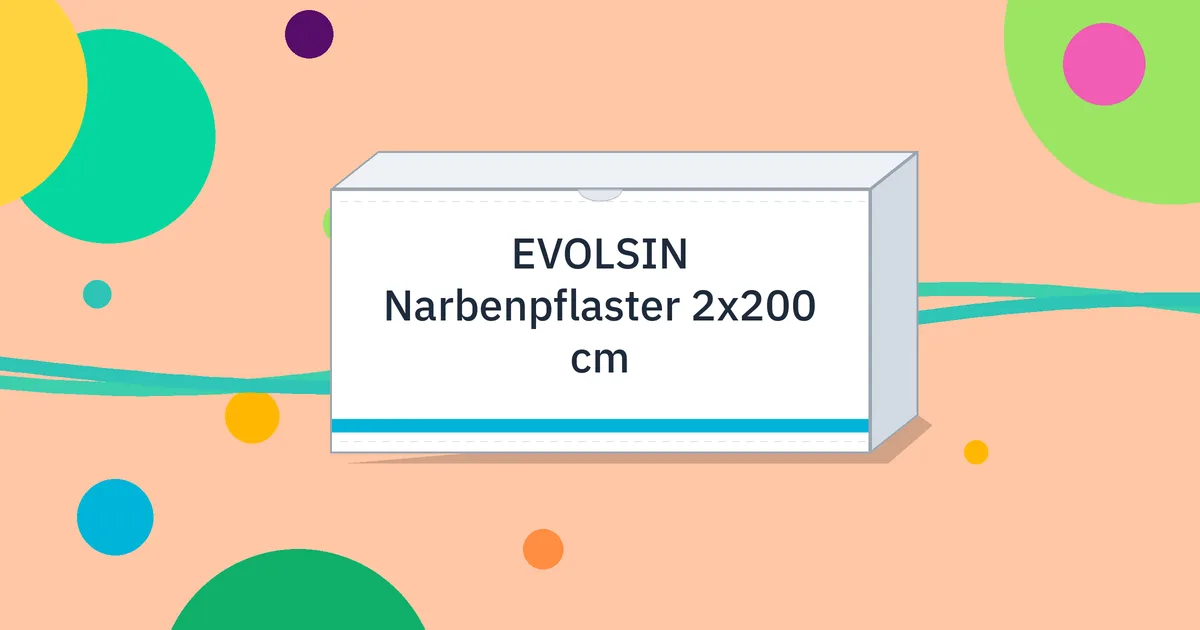 Symbolbild: Packung mit der Aufschrift EVOLSIN Narbenpflaster 2x200 cm (PZN 18883460) – Verfügbarkeit und Bezug in Apotheken in Frankfurt am Main