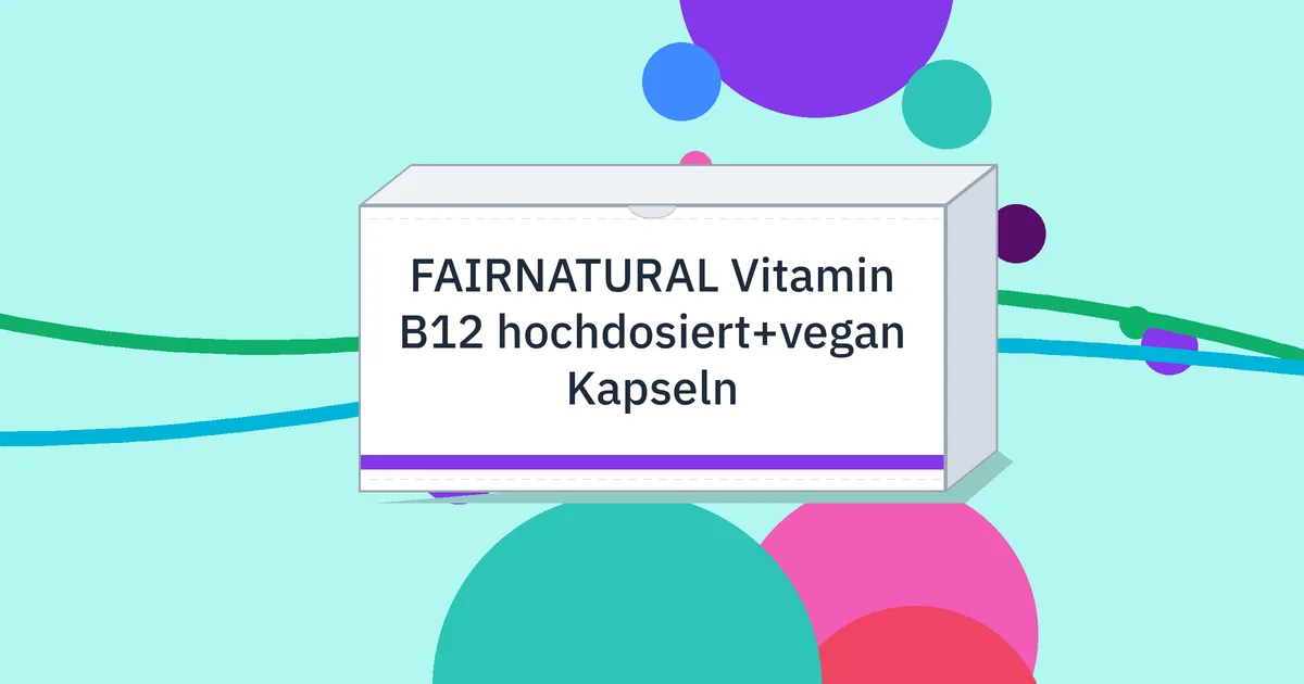 Symbolbild: Packung mit der Aufschrift FAIRNATURAL Vitamin B12 hochdosiert+vegan Kapseln (PZN 20328435) – Verfügbarkeit und Bezug in Apotheken in Frankfurt am Main