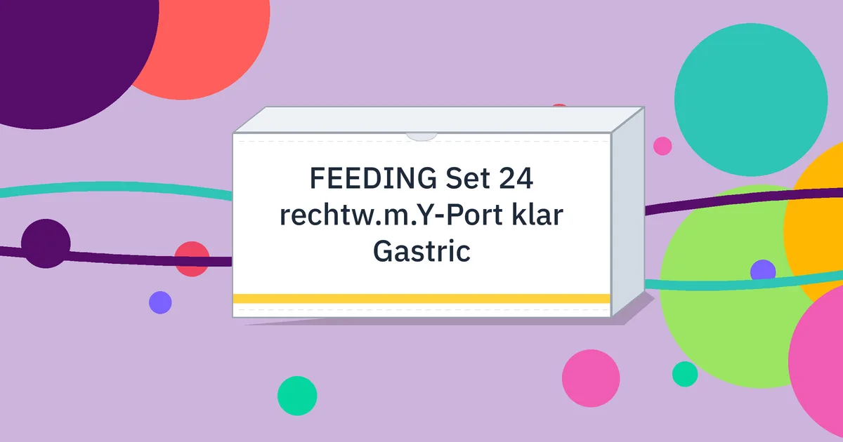 Symbolbild: Packung mit der Aufschrift FEEDING Set 24 rechtw.m.Y-Port klar Gastric (PZN 14344341) – Verfügbarkeit und Bezug in Apotheken in Frankfurt am Main