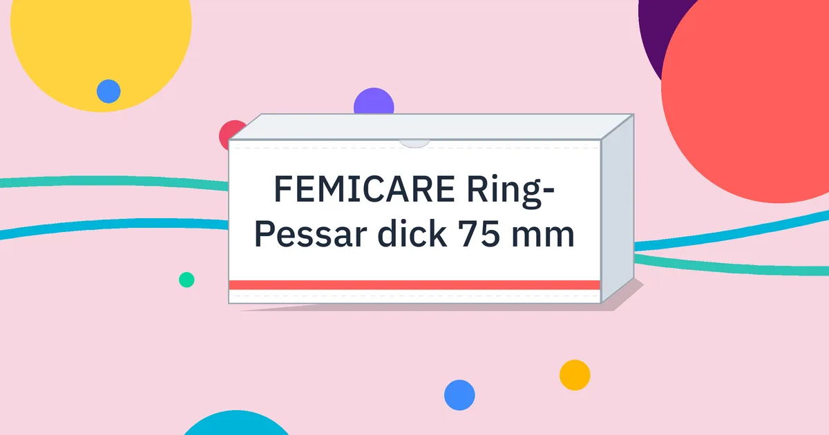 Symbolbild: Packung mit der Aufschrift FEMICARE Ring-Pessar dick 75 mm (PZN 19336205) – Verfügbarkeit und Bezug in Apotheken in Frankfurt am Main