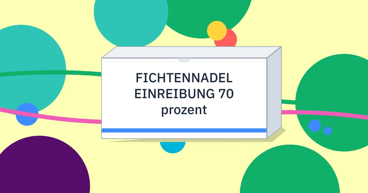 Symbolbild: Packung mit der Aufschrift FICHTENNADEL EINREIBUNG 70 prozent (PZN 03457993) – Verfügbarkeit und Bezug in Apotheken in Frankfurt am Main