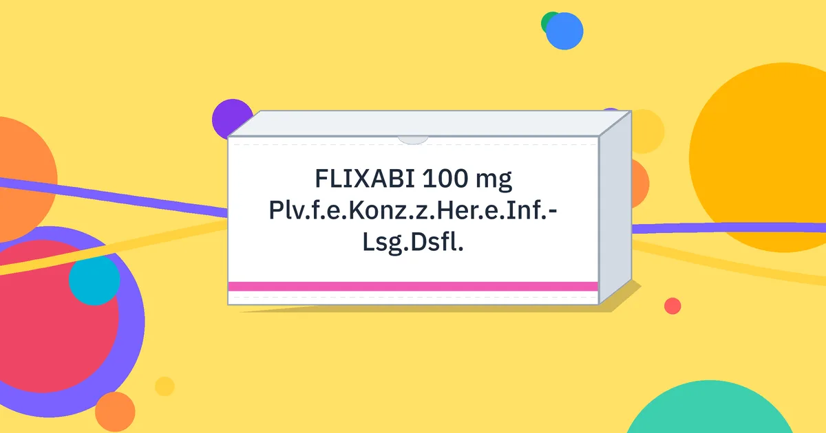 Symbolbild: Packung mit der Aufschrift FLIXABI 100 mg Plv.f.e.Konz.z.Her.e.Inf.-Lsg.Dsfl. (PZN 11655945) – Verfügbarkeit und Bezug in Apotheken in Frankfurt am Main