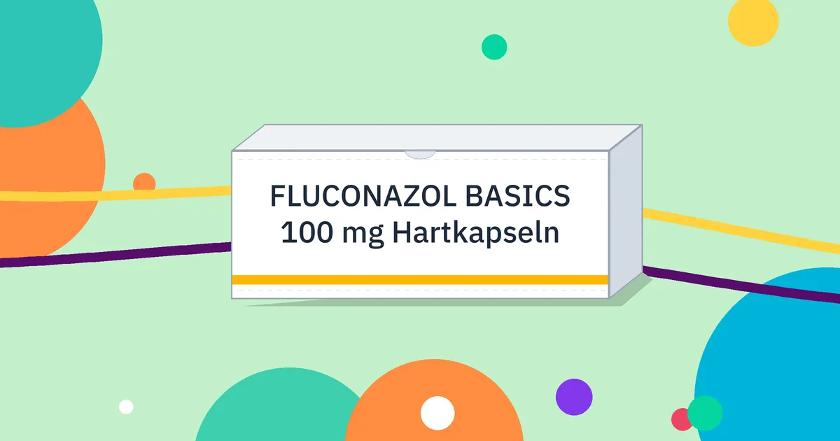 Symbolbild: Packung mit der Aufschrift FLUCONAZOL BASICS 100 mg Hartkapseln (PZN 04311837) – Verfügbarkeit und Bezug in Apotheken in Frankfurt am Main