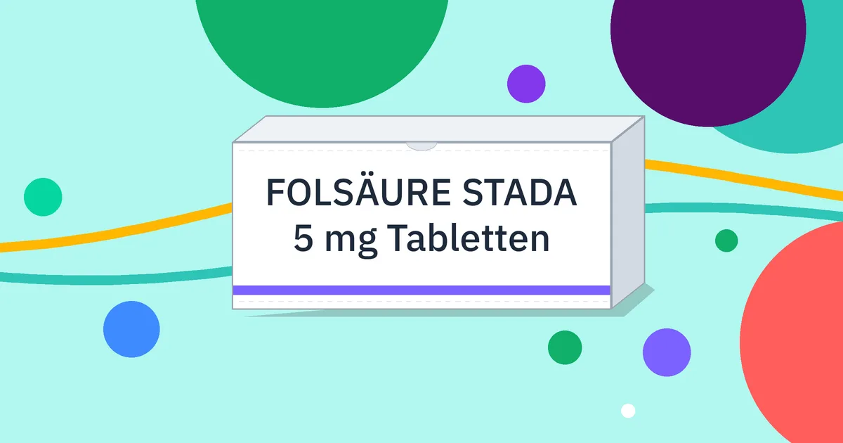 Symbolbild: Packung mit der Aufschrift FOLSÄURE STADA 5 mg Tabletten (PZN 17542834) – Verfügbarkeit und Bezug in Apotheken in Frankfurt am Main