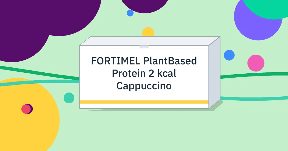 Symbolbild: Packung mit der Aufschrift FORTIMEL PlantBased Protein 2 kcal Cappuccino (PZN 20055339) – Verfügbarkeit und Bezug in Apotheken in Frankfurt am Main