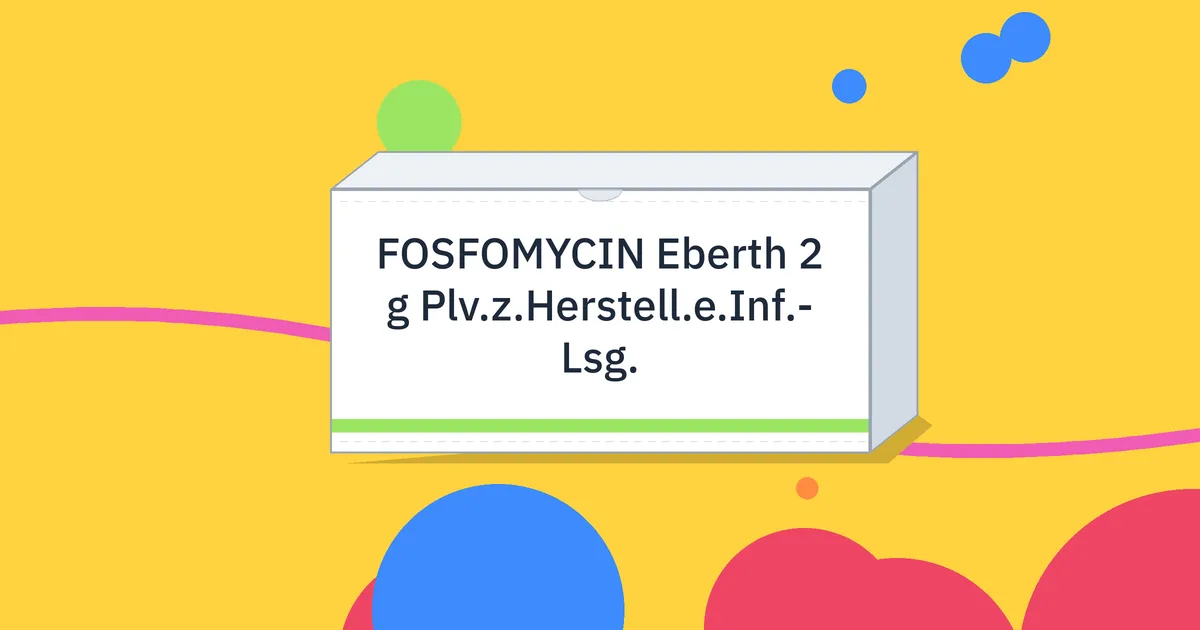 Symbolbild: Packung mit der Aufschrift FOSFOMYCIN Eberth 2 g Plv.z.Herstell.e.Inf.-Lsg. (PZN 18167551) – Verfügbarkeit und Bezug in Apotheken in Frankfurt am Main