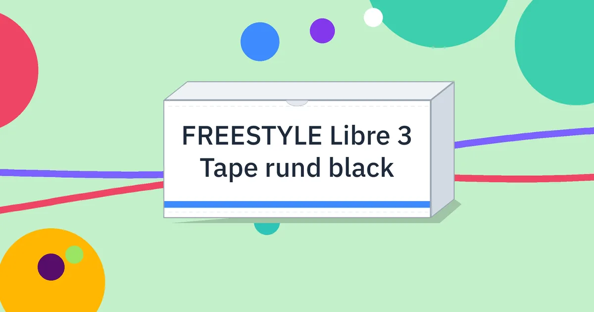 Symbolbild: Packung mit der Aufschrift FREESTYLE Libre 3 Tape rund black (PZN 18178218) – Verfügbarkeit und Bezug in Apotheken in Frankfurt am Main
