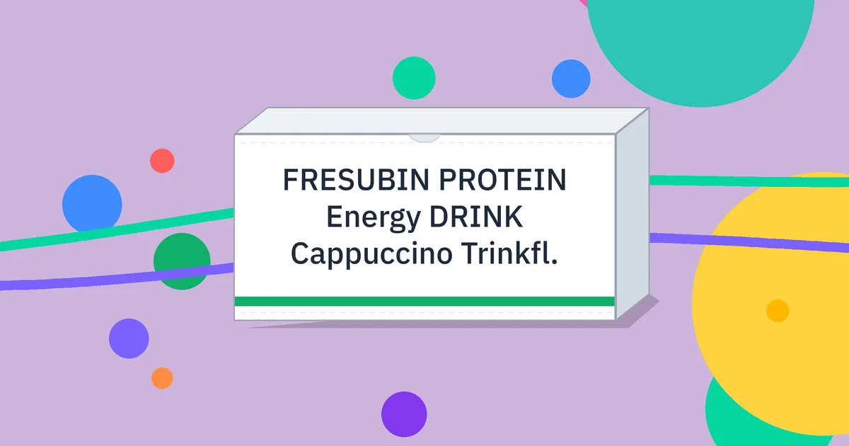 Symbolbild: Packung mit der Aufschrift FRESUBIN PROTEIN Energy DRINK Cappuccino Trinkfl. (PZN 19360764) – Verfügbarkeit und Bezug in Apotheken in Frankfurt am Main