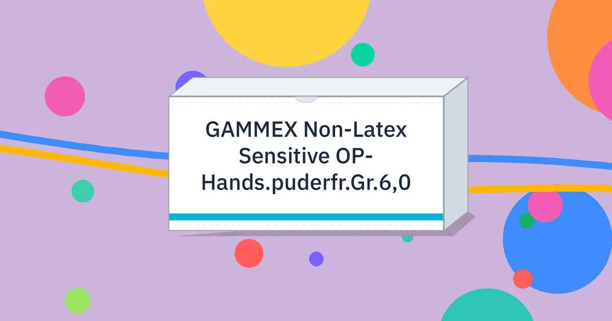 Symbolbild: Packung mit der Aufschrift GAMMEX Non-Latex Sensitive OP-Hands.puderfr.Gr.6,0 (PZN 11298385) – Verfügbarkeit und Bezug in Apotheken in Frankfurt am Main