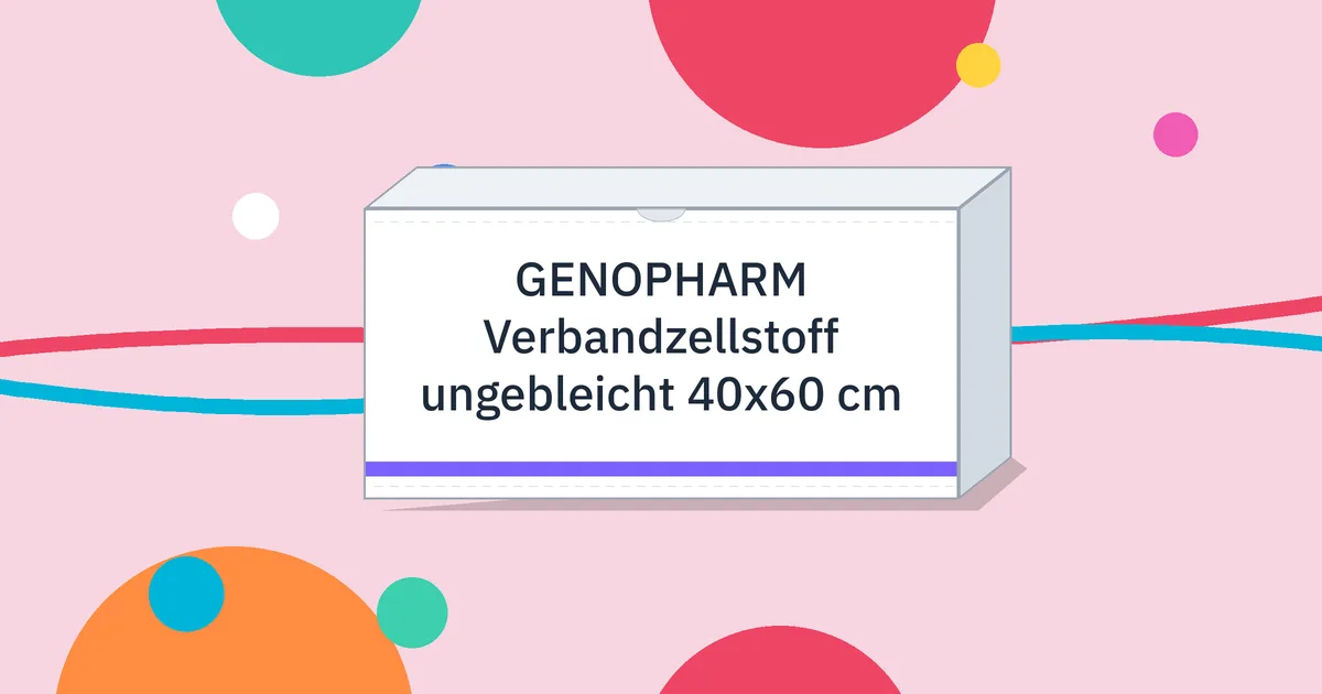 Symbolbild: Packung mit der Aufschrift GENOPHARM Verbandzellstoff ungebleicht 40x60 cm (PZN 11885591) – Verfügbarkeit und Bezug in Apotheken in Frankfurt am Main