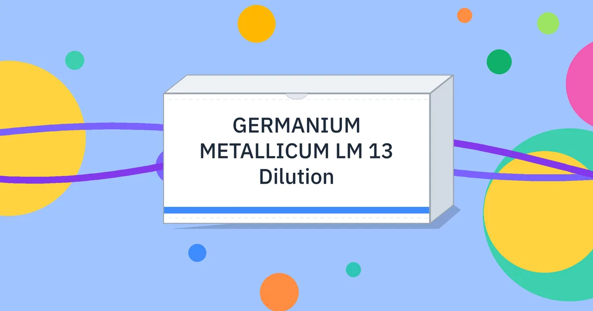 Symbolbild: Packung mit der Aufschrift GERMANIUM METALLICUM LM 13 Dilution (PZN 12877174) – Verfügbarkeit und Bezug in Apotheken in Frankfurt am Main