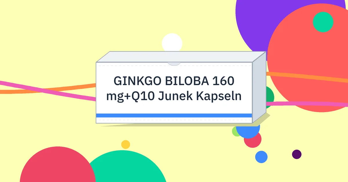 Symbolbild: Packung mit der Aufschrift GINKGO BILOBA 160 mg+Q10 Junek Kapseln (PZN 01644679) – Verfügbarkeit und Bezug in Apotheken in Frankfurt am Main