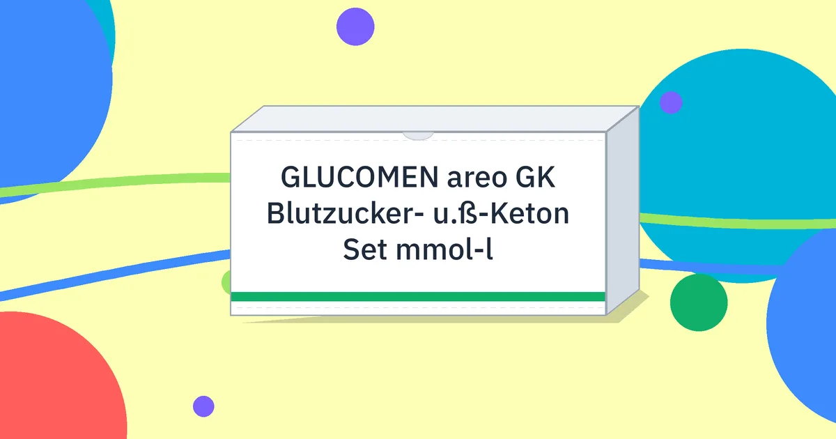 Symbolbild: Packung mit der Aufschrift GLUCOMEN areo GK Blutzucker- u.ß-Keton Set mmol-l (PZN 17283278) – Verfügbarkeit und Bezug in Apotheken in Frankfurt am Main