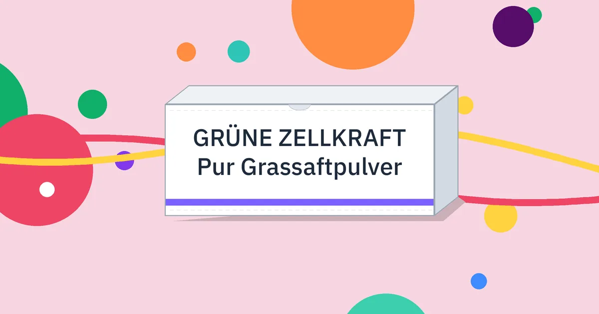 Symbolbild: Packung mit der Aufschrift GRÜNE ZELLKRAFT Pur Grassaftpulver (PZN 17881246) – Verfügbarkeit und Bezug in Apotheken in Frankfurt am Main