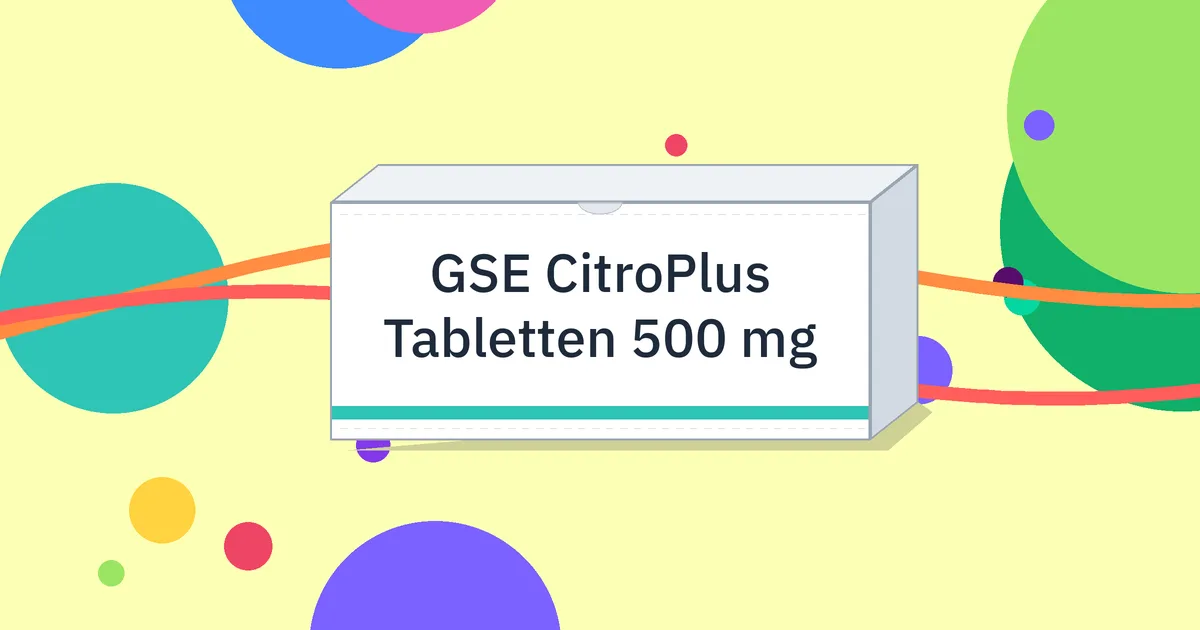Symbolbild: Packung mit der Aufschrift GSE CitroPlus Tabletten 500 mg (PZN 04143736) – Verfügbarkeit und Bezug in Apotheken in Frankfurt am Main