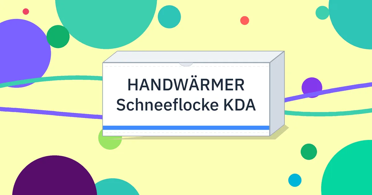 Symbolbild: Packung mit der Aufschrift HANDWÄRMER Schneeflocke KDA (PZN 16813490) – Verfügbarkeit und Bezug in Apotheken in Frankfurt am Main