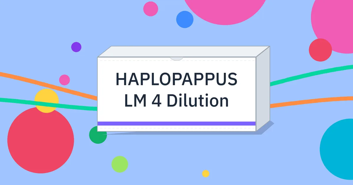 Symbolbild: Packung mit der Aufschrift HAPLOPAPPUS LM 4 Dilution (PZN 12884754) – Verfügbarkeit und Bezug in Apotheken in Frankfurt am Main