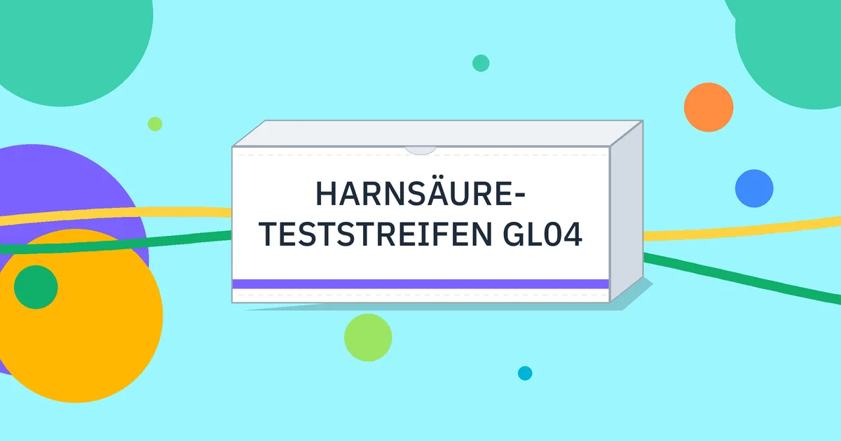 Symbolbild: Packung mit der Aufschrift HARNSÄURE-TESTSTREIFEN GL04 (PZN 18850503) – Verfügbarkeit und Bezug in Apotheken in Frankfurt am Main