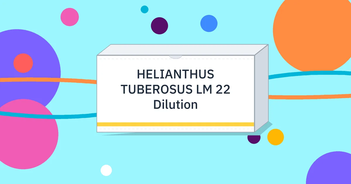 Symbolbild: Packung mit der Aufschrift HELIANTHUS TUBEROSUS LM 22 Dilution (PZN 13551747) – Verfügbarkeit und Bezug in Apotheken in Frankfurt am Main