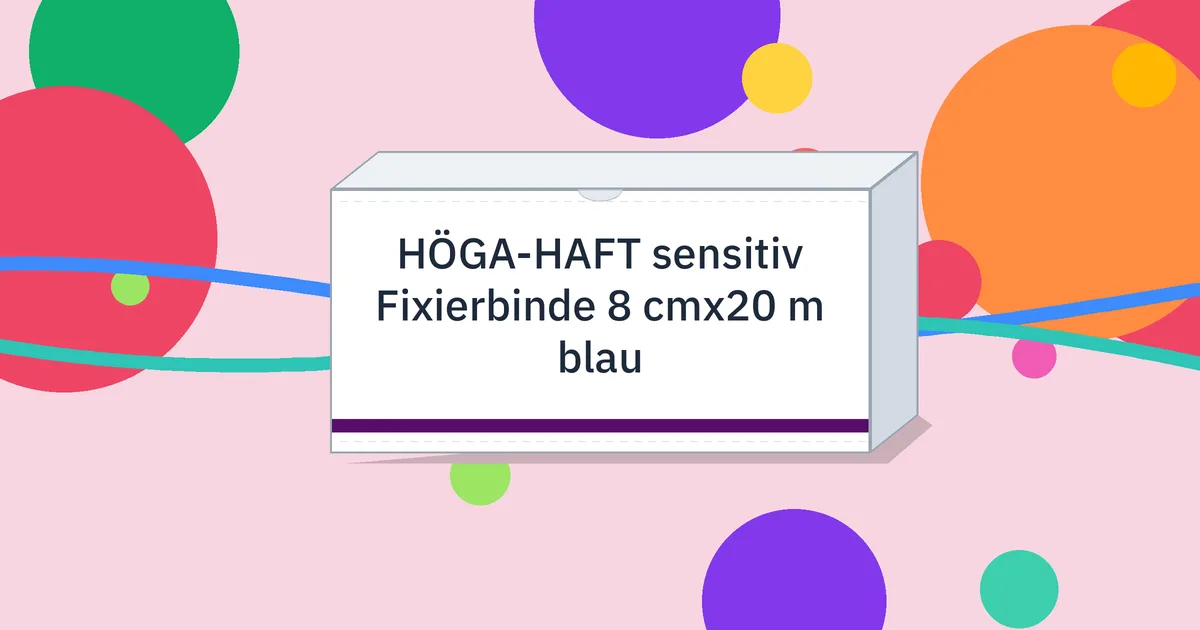 Symbolbild: Packung mit der Aufschrift HÖGA-HAFT sensitiv Fixierbinde 8 cmx20 m blau (PZN 20113249) – Verfügbarkeit und Bezug in Apotheken in Frankfurt am Main