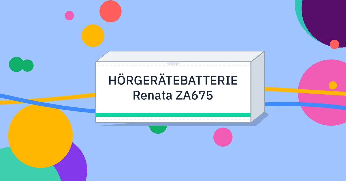 Symbolbild: Packung mit der Aufschrift HÖRGERÄTEBATTERIE Renata ZA675 (PZN 00300877) – Verfügbarkeit und Bezug in Apotheken in Frankfurt am Main