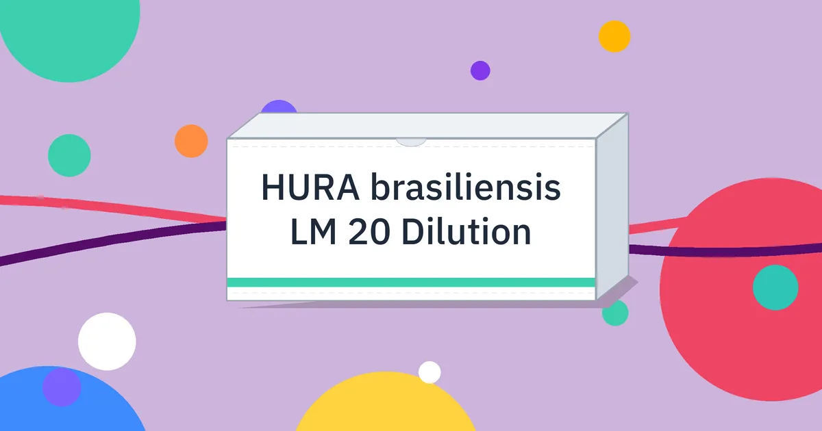 Symbolbild: Packung mit der Aufschrift HURA brasiliensis LM 20 Dilution (PZN 12889817) – Verfügbarkeit und Bezug in Apotheken in Frankfurt am Main