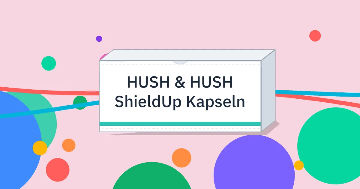 Symbolbild: Packung mit der Aufschrift HUSH & HUSH ShieldUp Kapseln (PZN 17364924) – Verfügbarkeit und Bezug in Apotheken in Frankfurt am Main