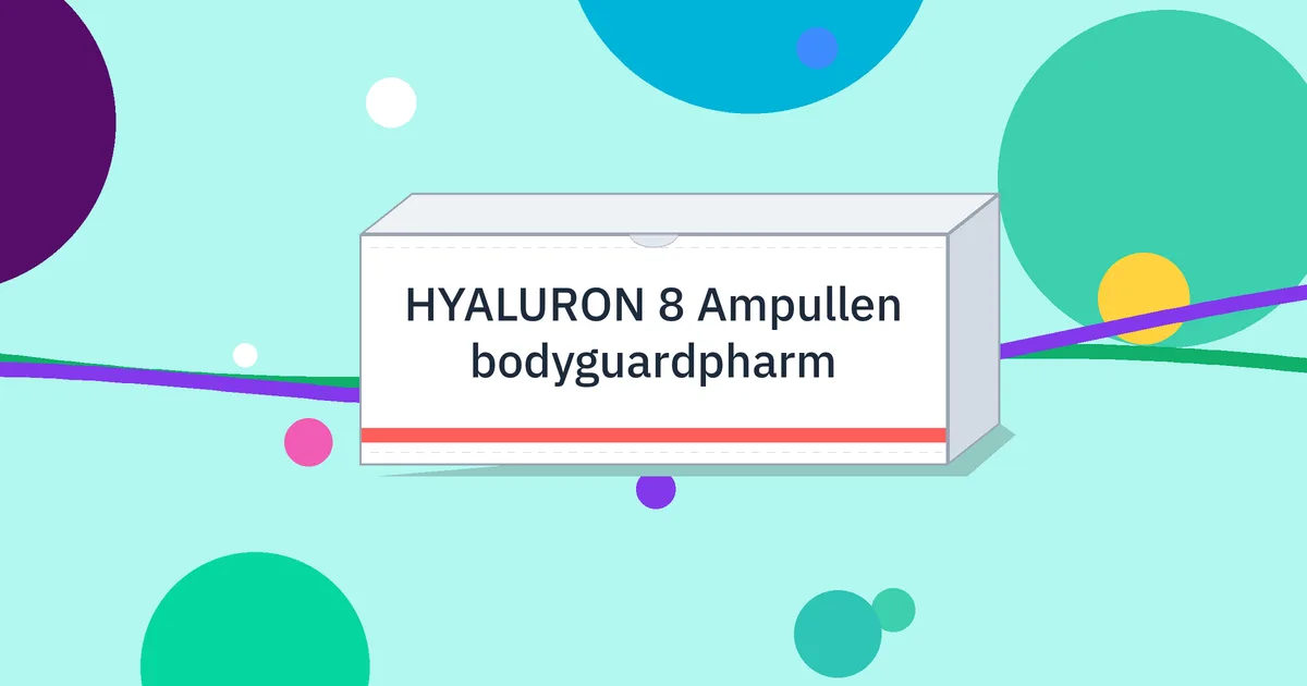 Symbolbild: Packung mit der Aufschrift HYALURON 8 Ampullen bodyguardpharm (PZN 14164372) – Verfügbarkeit und Bezug in Apotheken in Frankfurt am Main