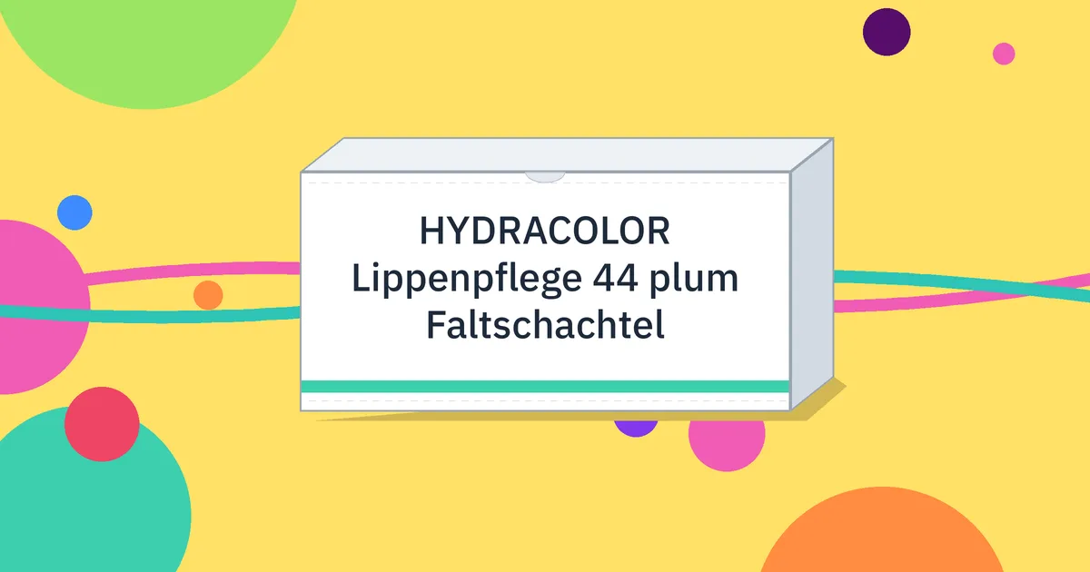Symbolbild: Packung mit der Aufschrift HYDRACOLOR Lippenpflege 44 plum Faltschachtel (PZN 02290108) – Verfügbarkeit und Bezug in Apotheken in Frankfurt am Main