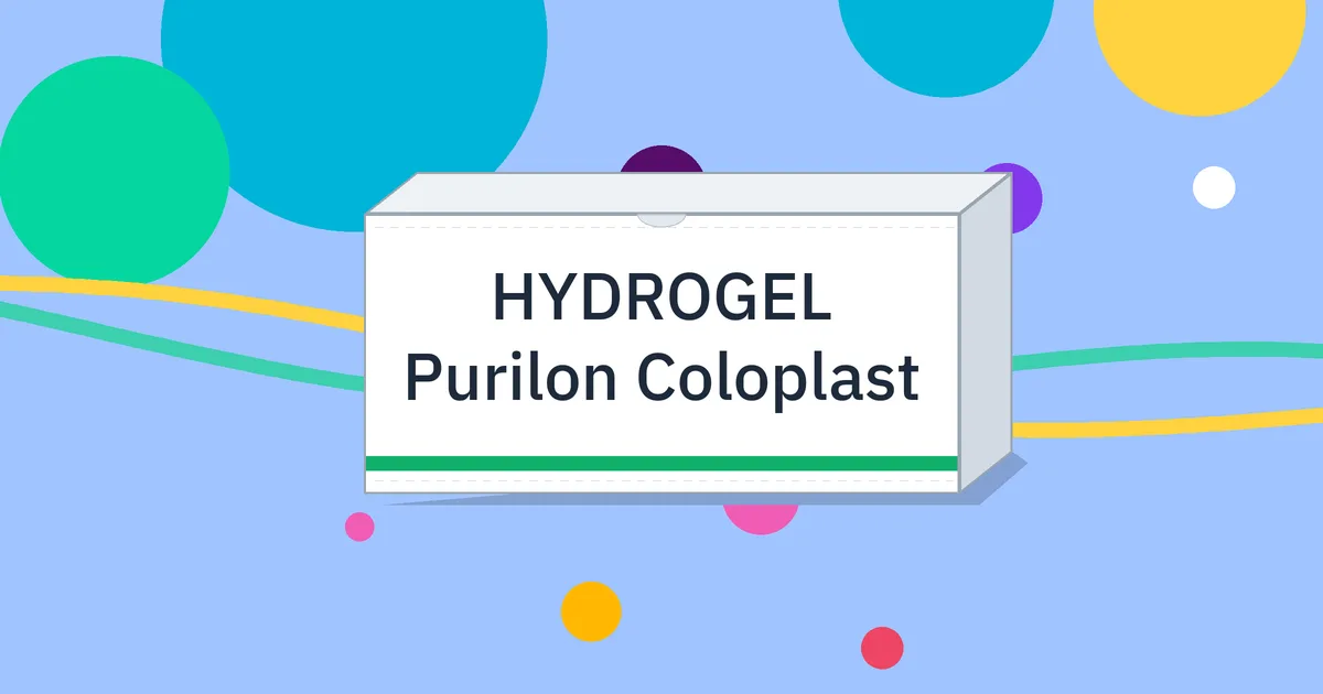 Symbolbild: Packung mit der Aufschrift HYDROGEL Purilon Coloplast (PZN 07775230) – Verfügbarkeit und Bezug in Apotheken in Frankfurt am Main