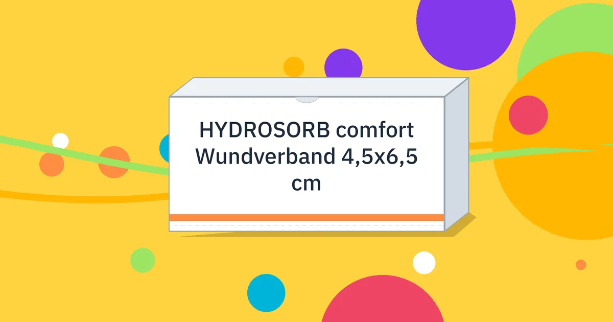 Symbolbild: Packung mit der Aufschrift HYDROSORB comfort Wundverband 4,5x6,5 cm (PZN 04389839) – Verfügbarkeit und Bezug in Apotheken in Frankfurt am Main