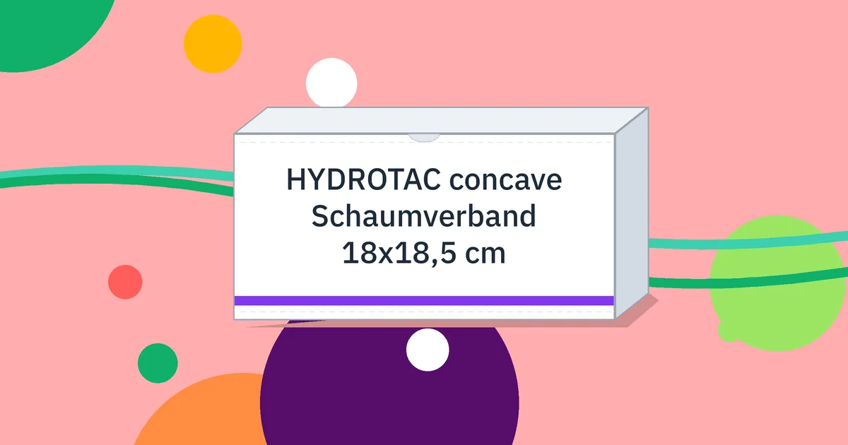 Symbolbild: Packung mit der Aufschrift HYDROTAC concave Schaumverband 18x18,5 cm (PZN 17615237) – Verfügbarkeit und Bezug in Apotheken in Frankfurt am Main