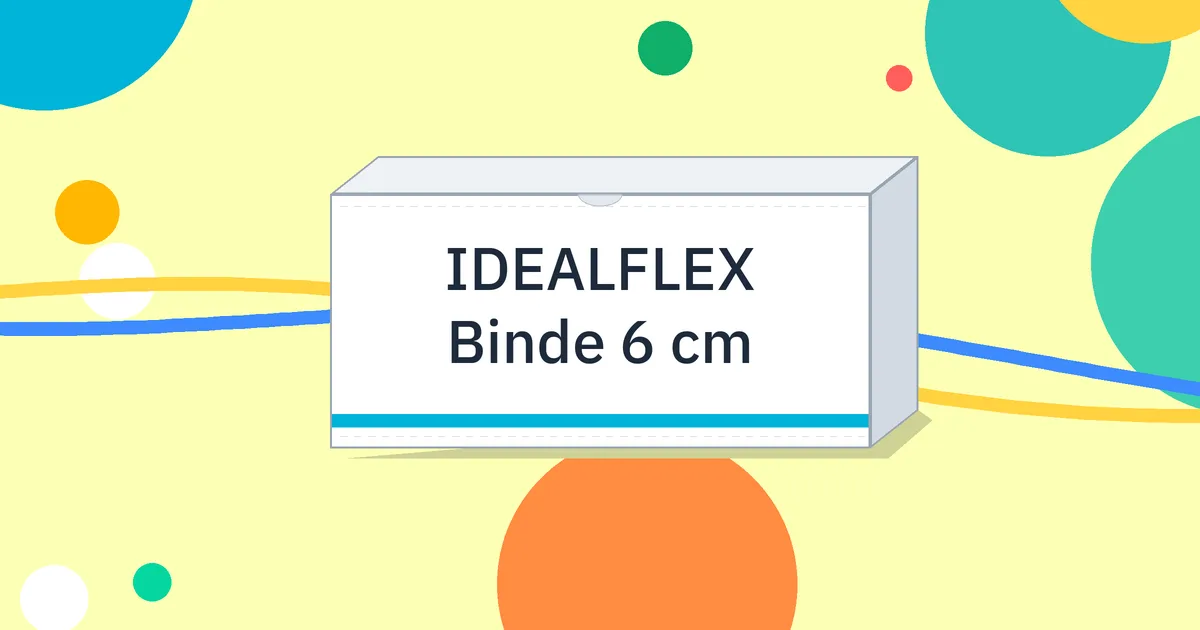 Symbolbild: Packung mit der Aufschrift IDEALFLEX Binde 6 cm (PZN 12593689) – Verfügbarkeit und Bezug in Apotheken in Frankfurt am Main