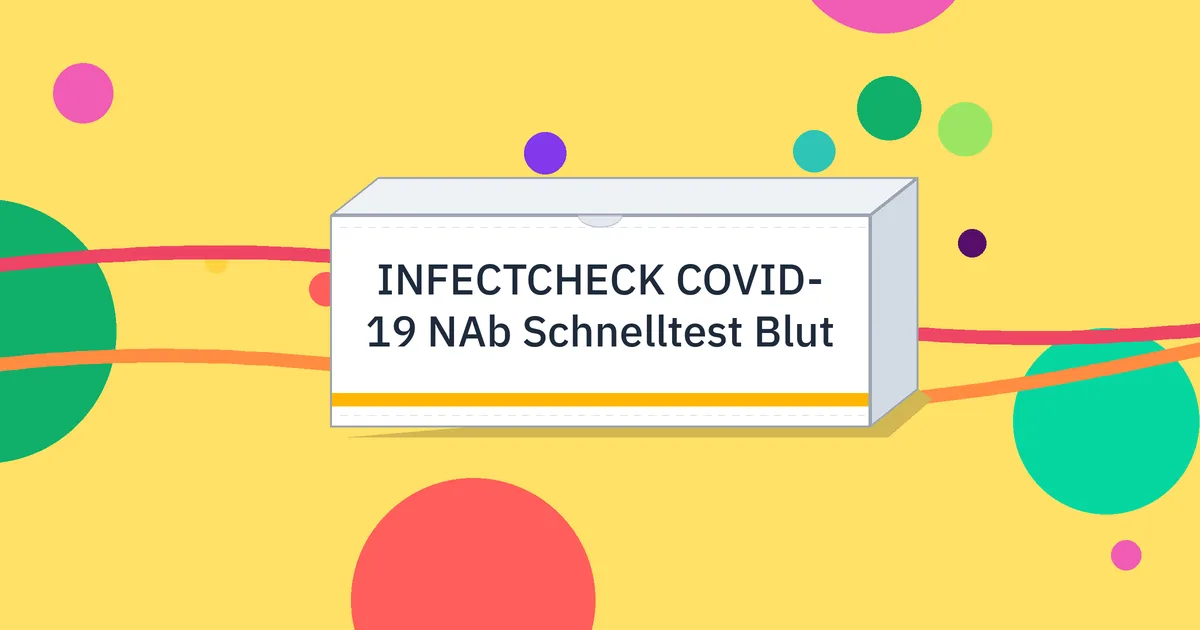 Symbolbild: Packung mit der Aufschrift INFECTCHECK COVID-19 NAb Schnelltest Blut (PZN 17554814) – Verfügbarkeit und Bezug in Apotheken in Frankfurt am Main