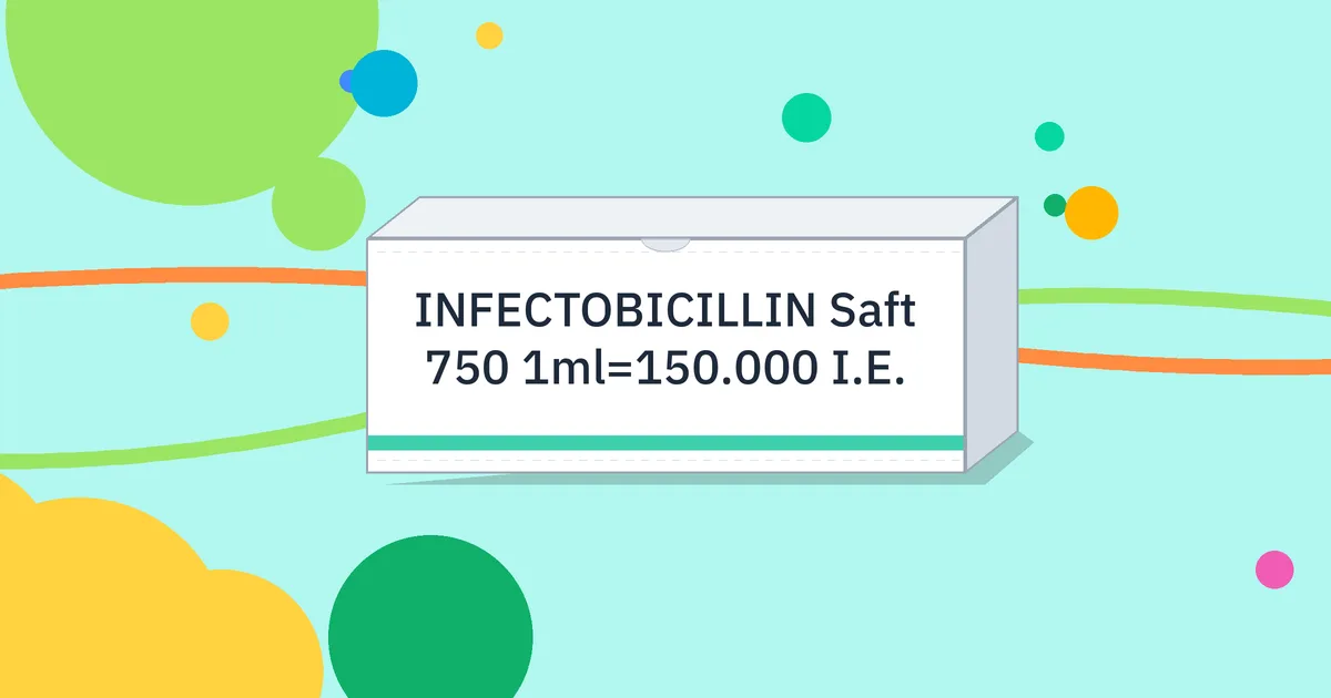 Symbolbild: Packung mit der Aufschrift INFECTOBICILLIN Saft 750 1ml=150.000 I.E. (PZN 04525314) – Verfügbarkeit und Bezug in Apotheken in Frankfurt am Main