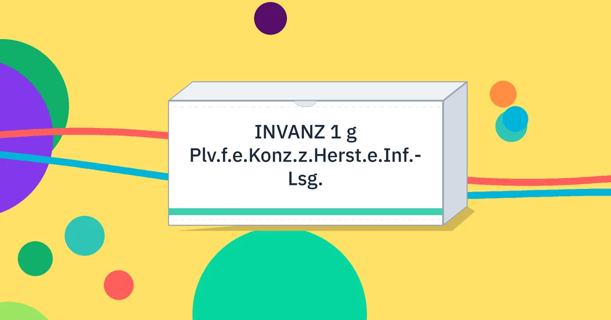 Symbolbild: Packung mit der Aufschrift INVANZ 1 g Plv.f.e.Konz.z.Herst.e.Inf.-Lsg. (PZN 02648320) – Verfügbarkeit und Bezug in Apotheken in Frankfurt am Main