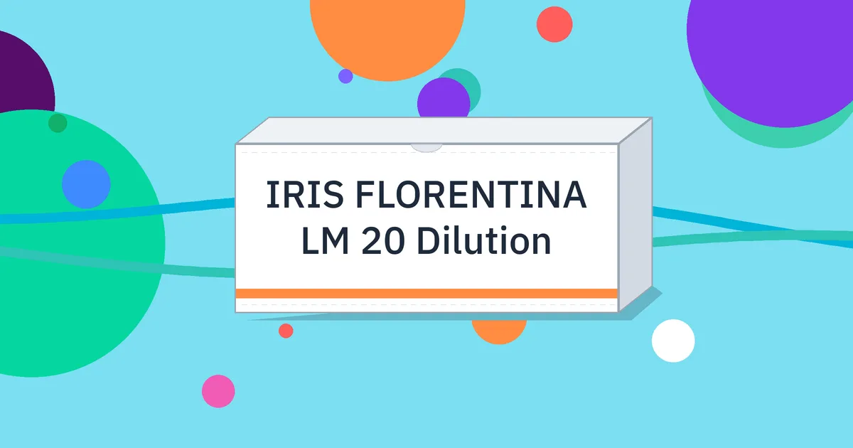 Symbolbild: Packung mit der Aufschrift IRIS FLORENTINA LM 20 Dilution (PZN 13561036) – Verfügbarkeit und Bezug in Apotheken in Frankfurt am Main
