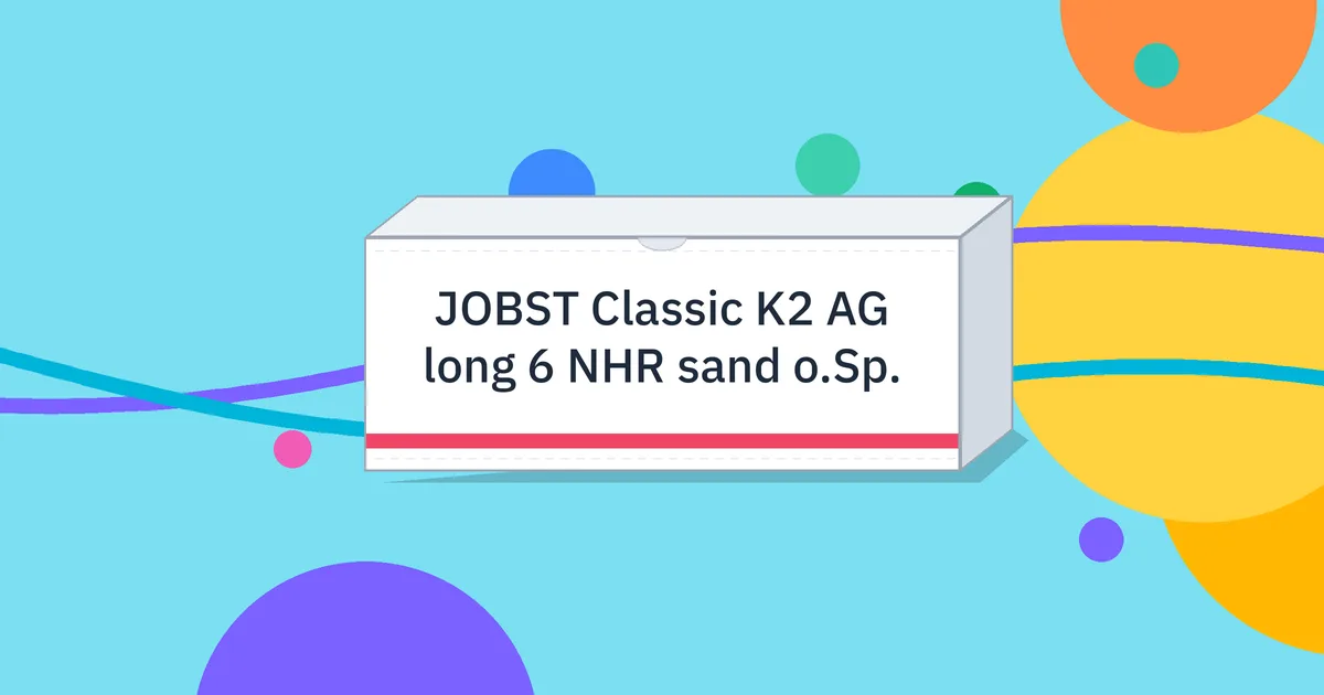 Symbolbild: Packung mit der Aufschrift JOBST Classic K2 AG long 6 NHR sand o.Sp. (PZN 11269774) – Verfügbarkeit und Bezug in Apotheken in Frankfurt am Main